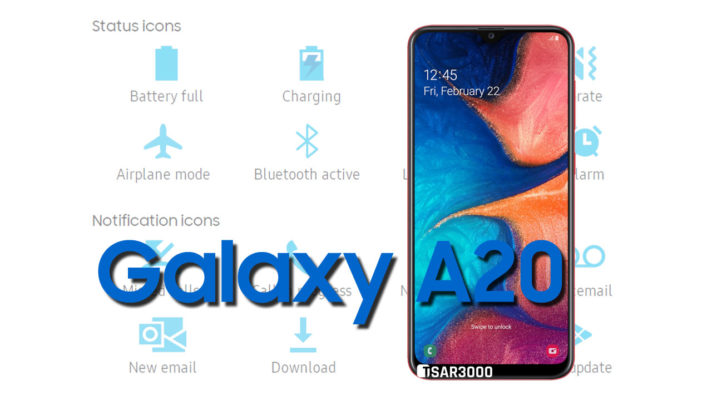 Samsung Galaxy A20 Status Bar and Notification Icons Meaning - Tsar3000