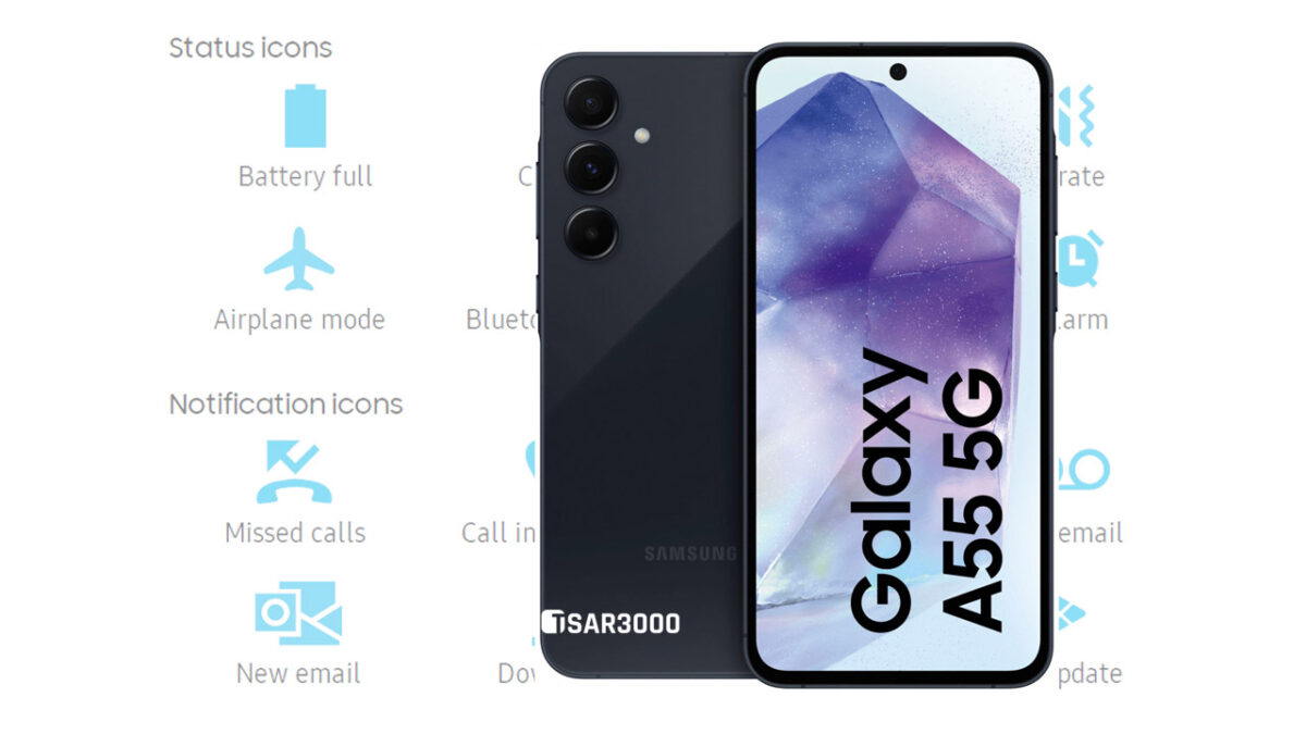 Samsung Galaxy A55 5G Status Bar and Notification Icons Meaning - Tsar3000
